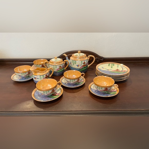 Kitchen | Vintage Lusterware Tea Set Blue Willow | Poshmark